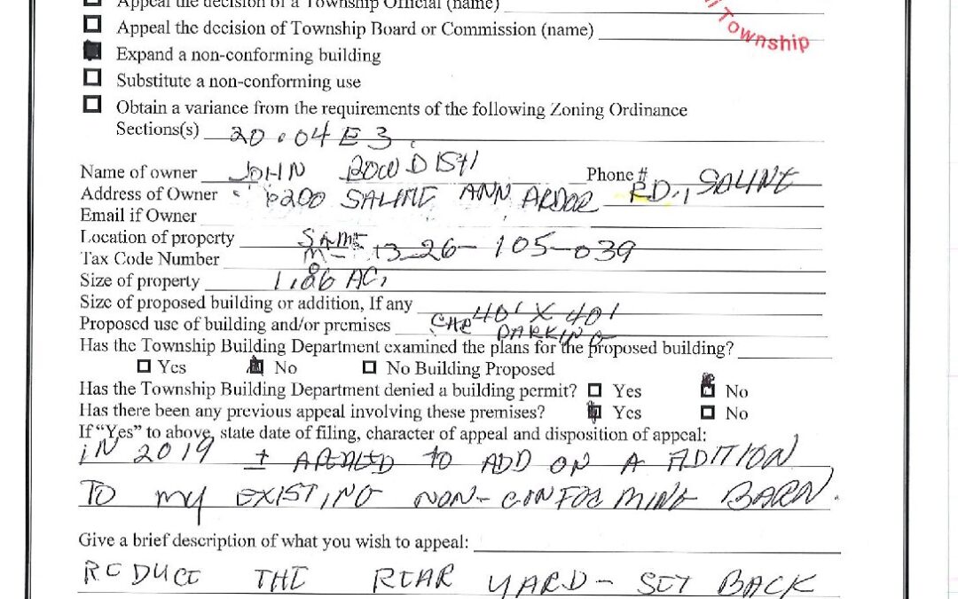 Bowdish Application | Lodi Township