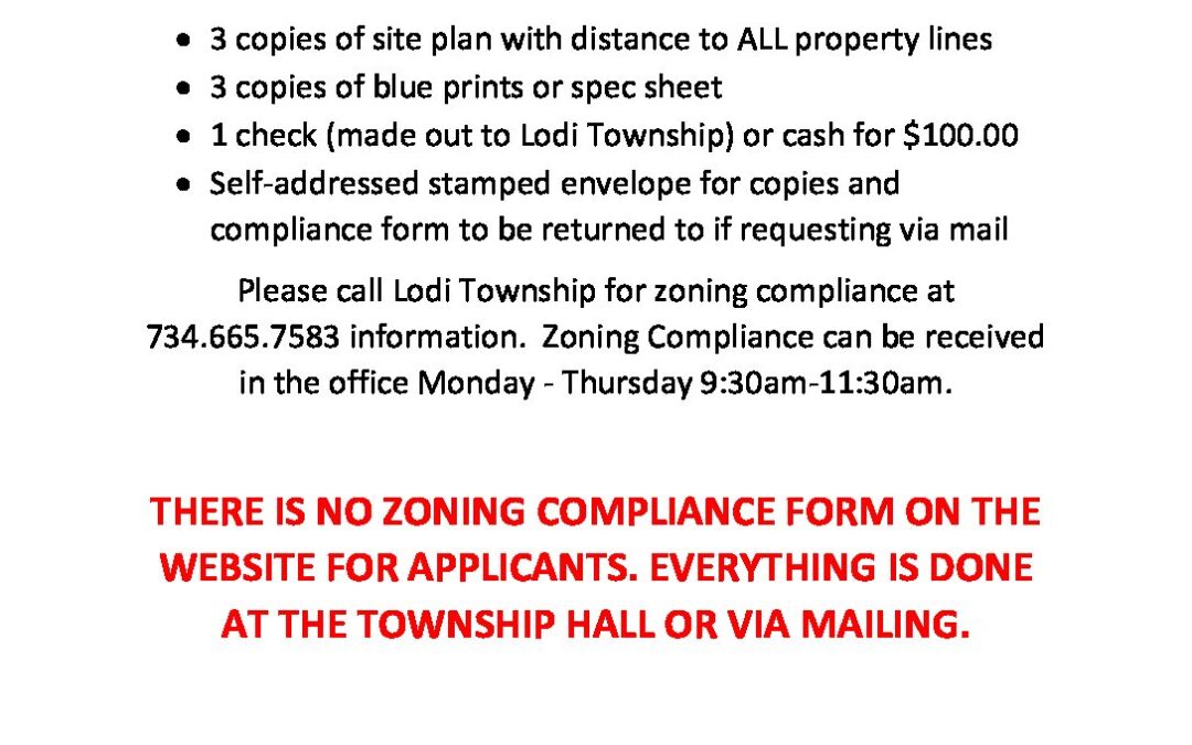 Lodi Township Zoning Compliance Requirements | Lodi Township