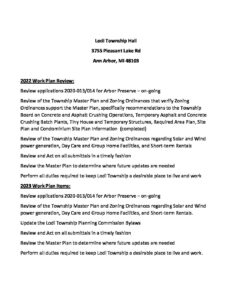 2022, 2023 Work Plan | Lodi Township