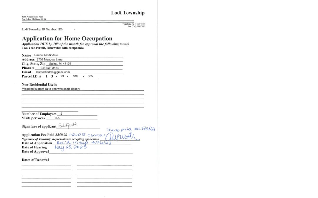 Martindale HO Application | Lodi Township