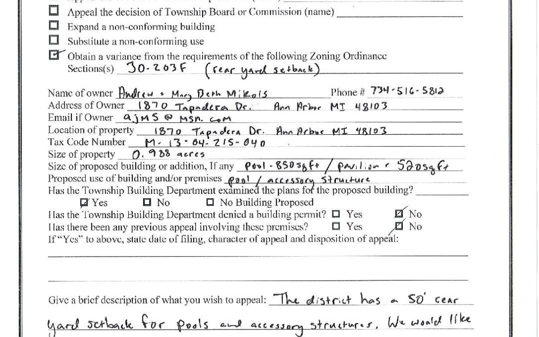 Mikols Application | Lodi Township